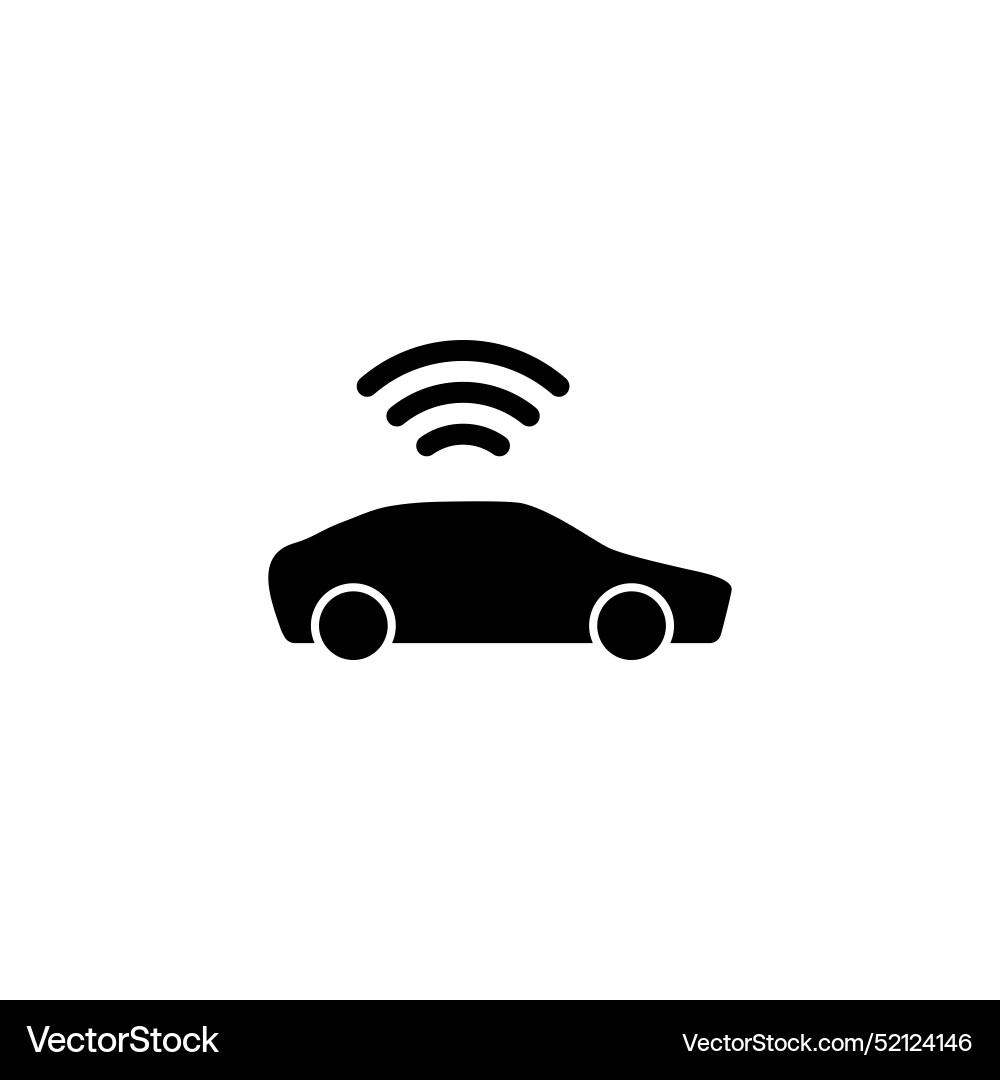 Modern autonomous car icon with wireless signals Vector Image
