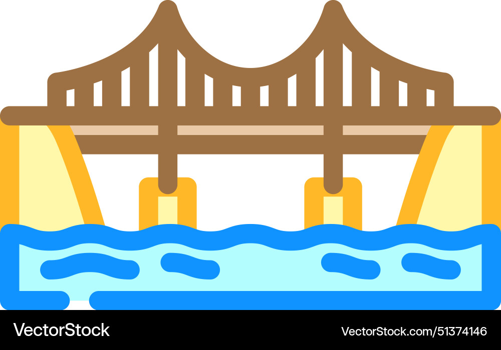 Suspension bridge color icon Royalty Free Vector Image