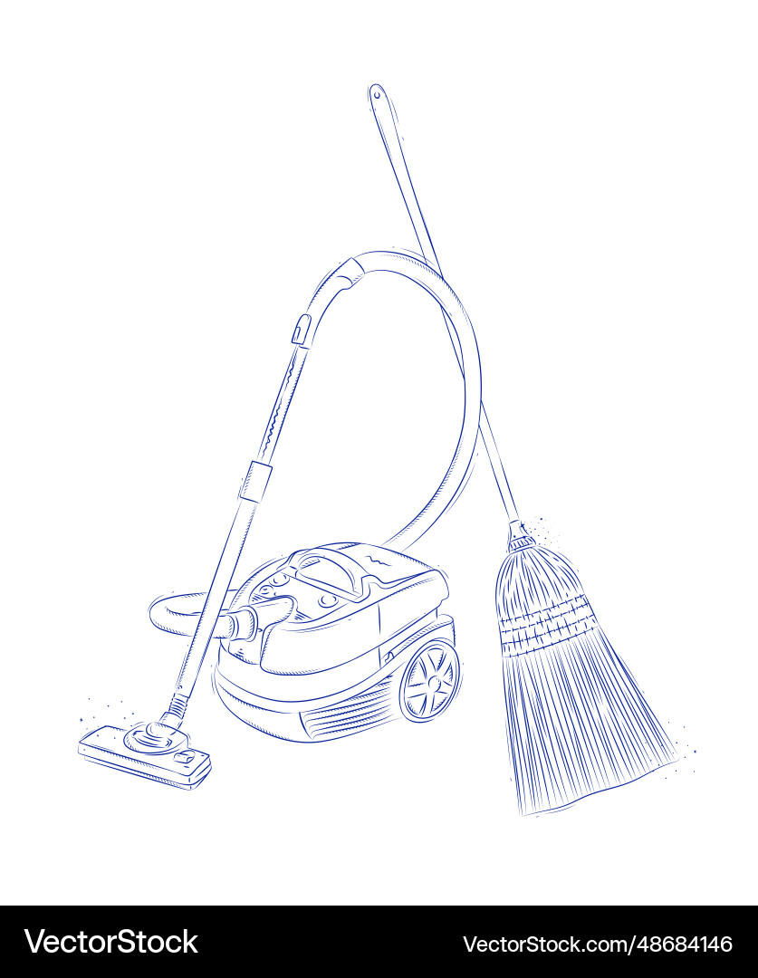 Vacuum cleaner and broom light Royalty Free Vector Image