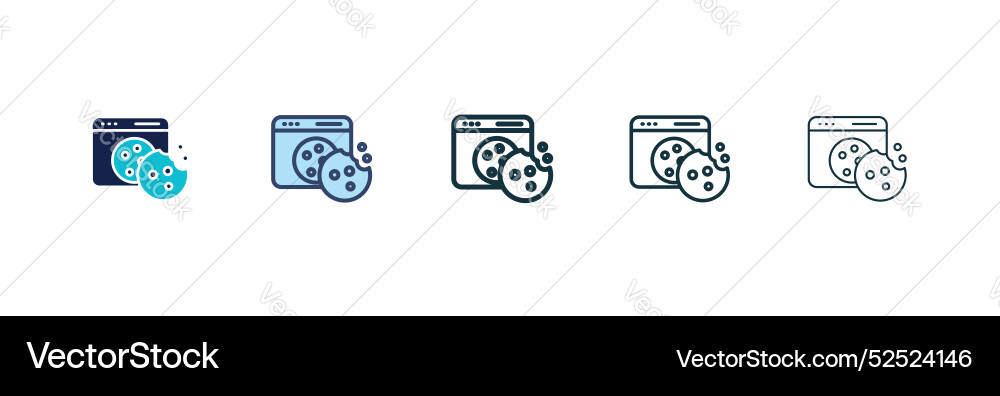 Web cookies icon set black filled and outlined Vector Image