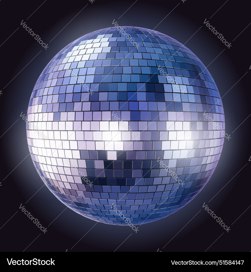 Blue disco ball isolated on dark background Vector Image