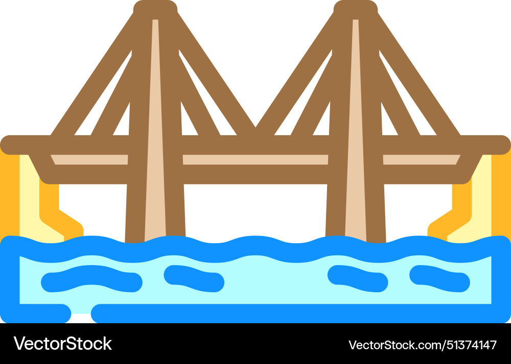 Cable-stayed bridge color icon Royalty Free Vector Image