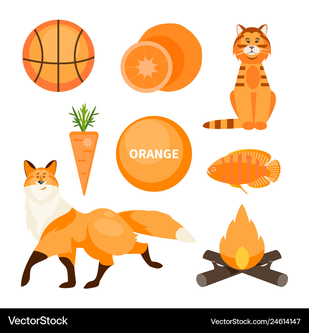 Card with orange objects Royalty Free Vector Image