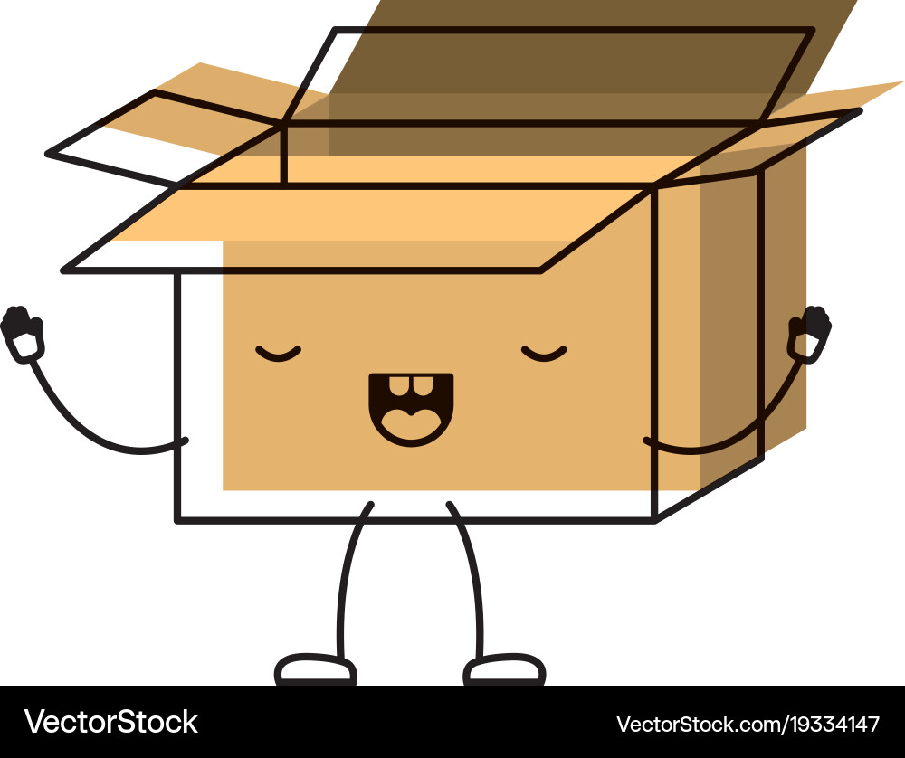 Cute Animated Cardboard Box Royalty Free Vector Image