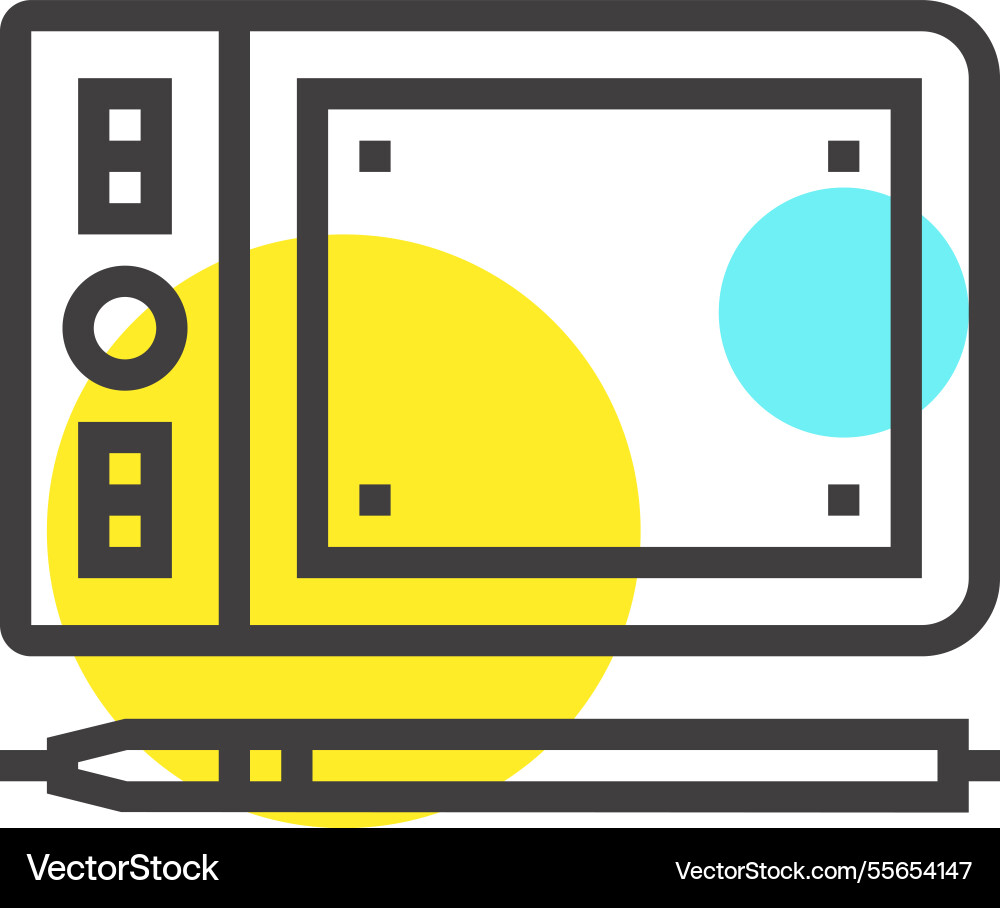Digital drawing flat line web icon concept Vector Image