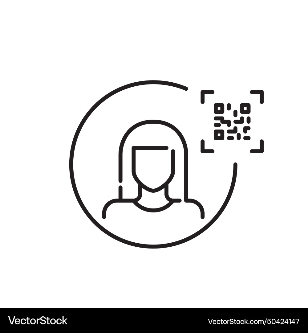 Female user account avatar and qr-code p2p Vector Image