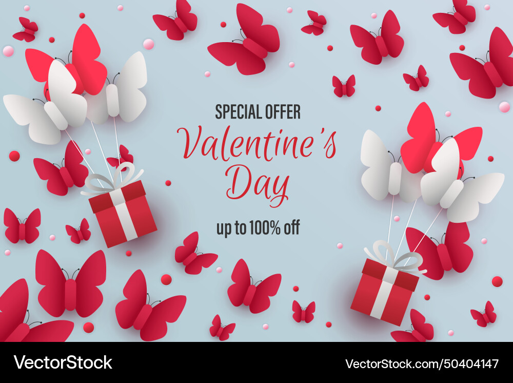 Happy valentines day background with paper cut Vector Image