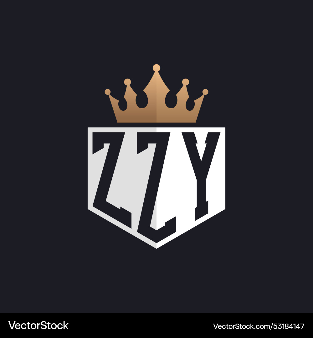 Luxury zzy logo with crown elegant initials Vector Image