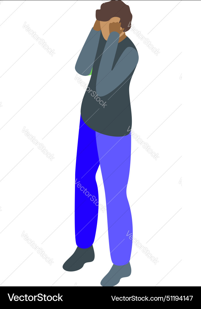Scared boy kid icon isometric child emoji Vector Image