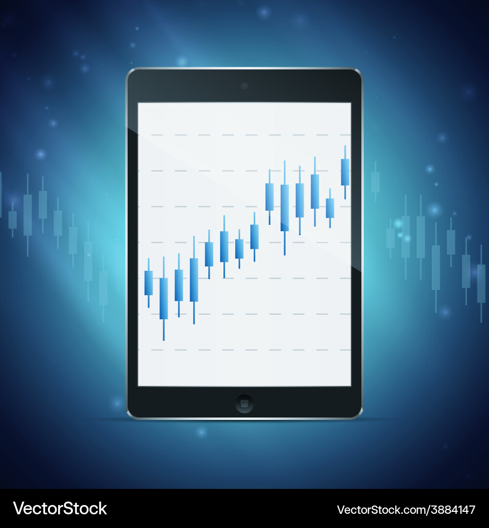 Tablet with forex chart on desktop Royalty Free Vector Image