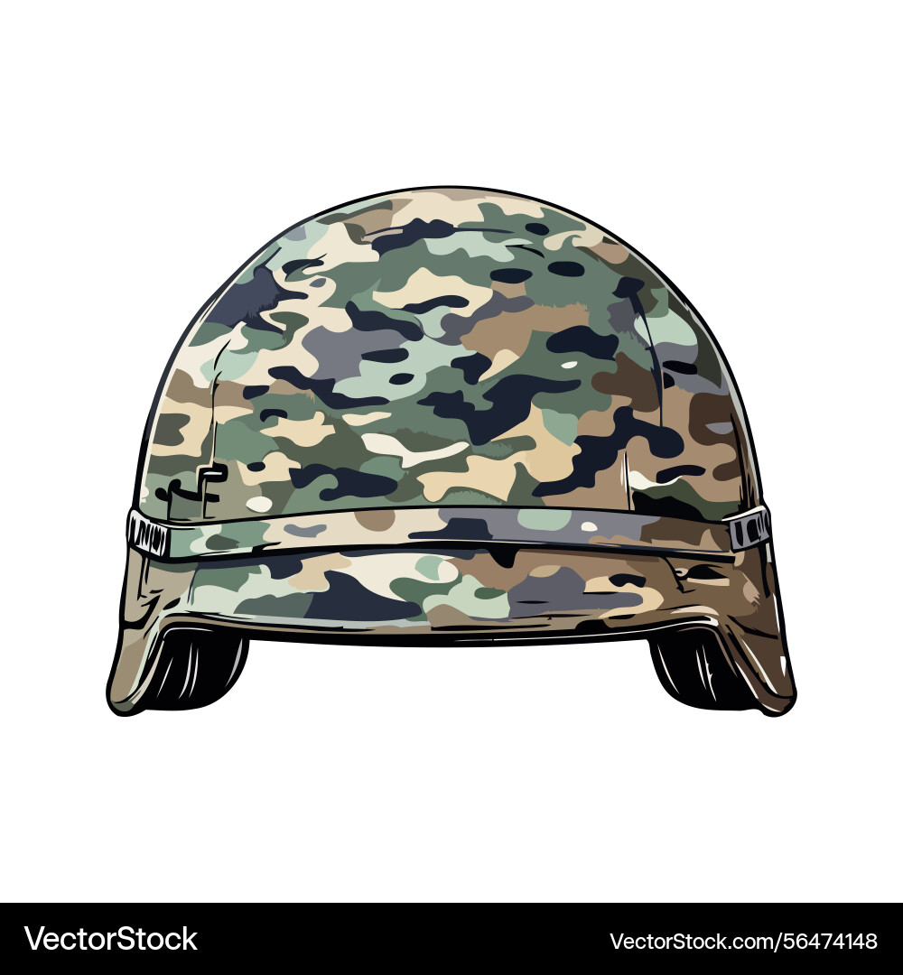 Camouflage army helmet drawing Royalty Free Vector Image