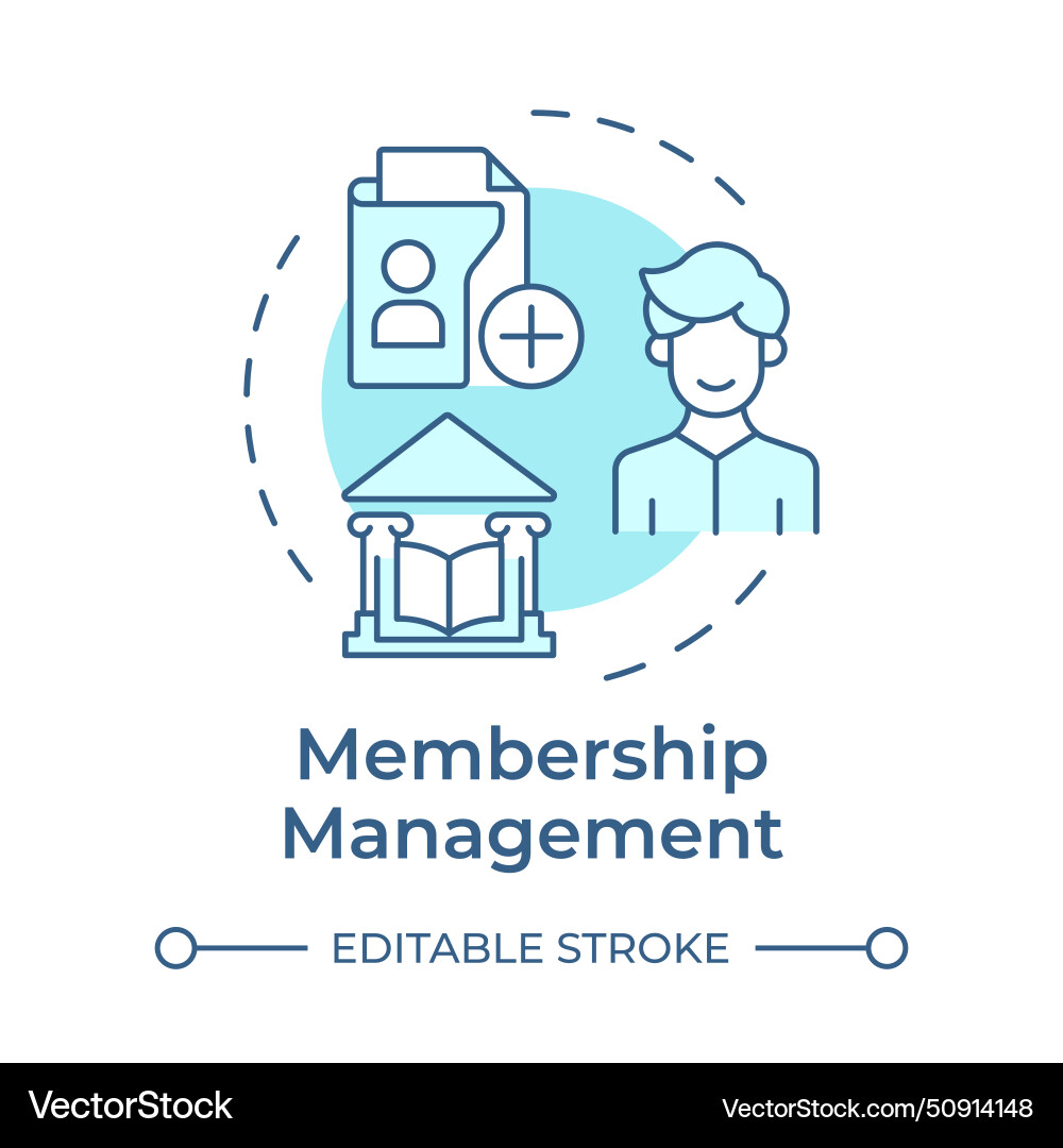 Membership management soft blue concept icon Vector Image