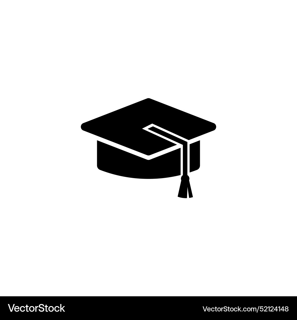 Minimalist black graduation cap icon symbolizing Vector Image
