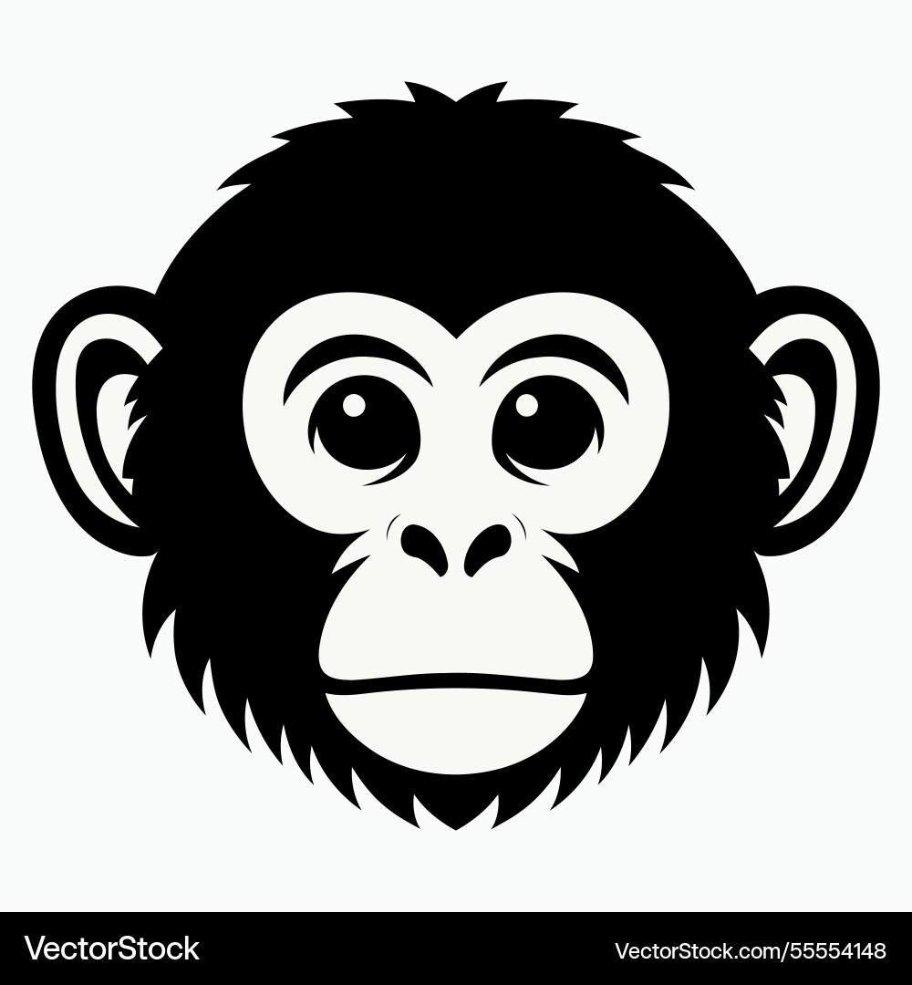 Monkey face silhouette Royalty Free Vector Image