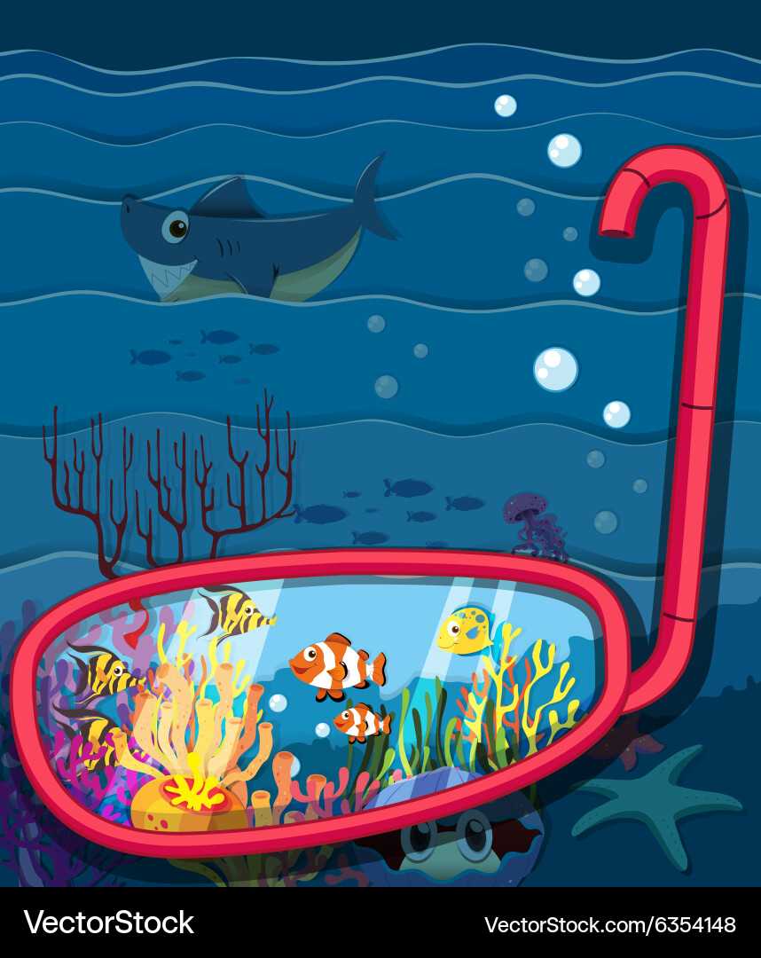 Ocean scene with sea animals Royalty Free Vector Image