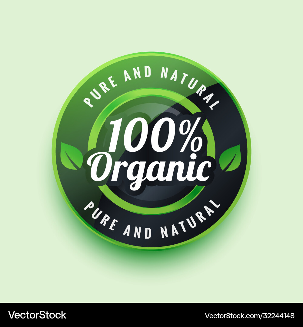 Organic Label Badge - Natural & Pure Vector Image