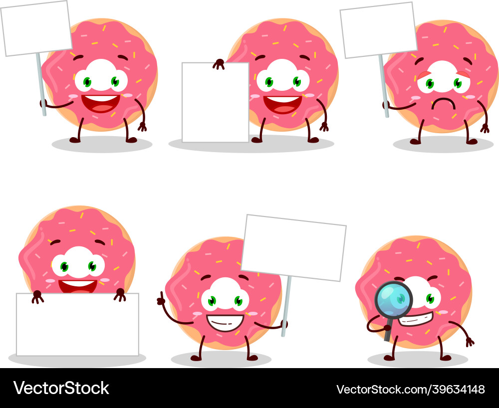 Strawberry donut cartoon character bring Vector Image