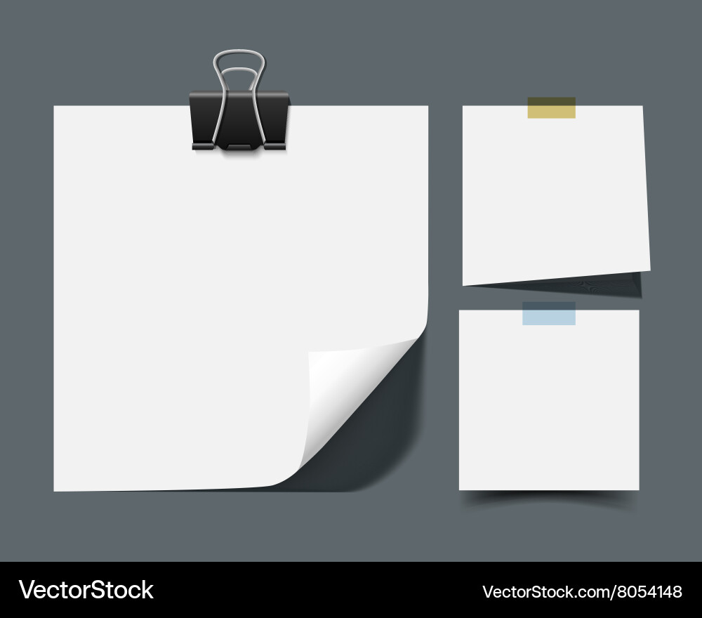 White sticky note paper sheets Royalty Free Vector Image