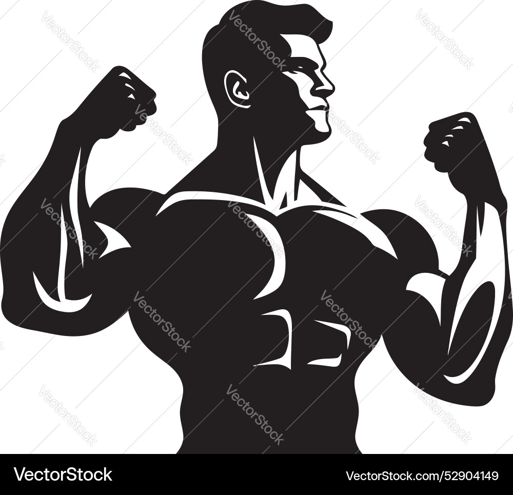Bulging biceps monochrome display of flexing Vector Image