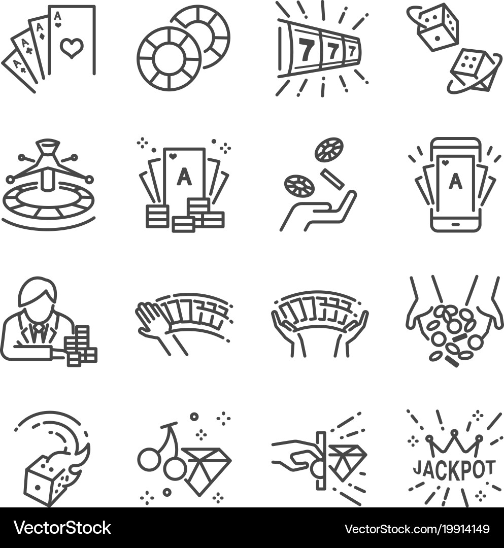 Casino and gamble line icon set Royalty Free Vector Image