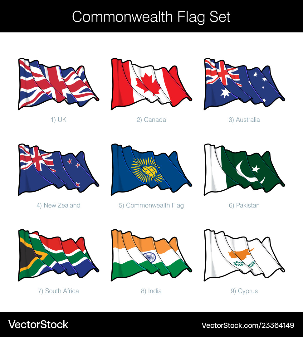 Commonwealth waving flag set Royalty Free Vector Image