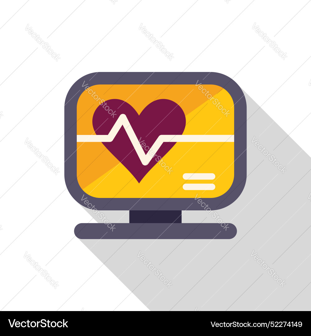 Computer monitor displaying heartbeat rate Vector Image