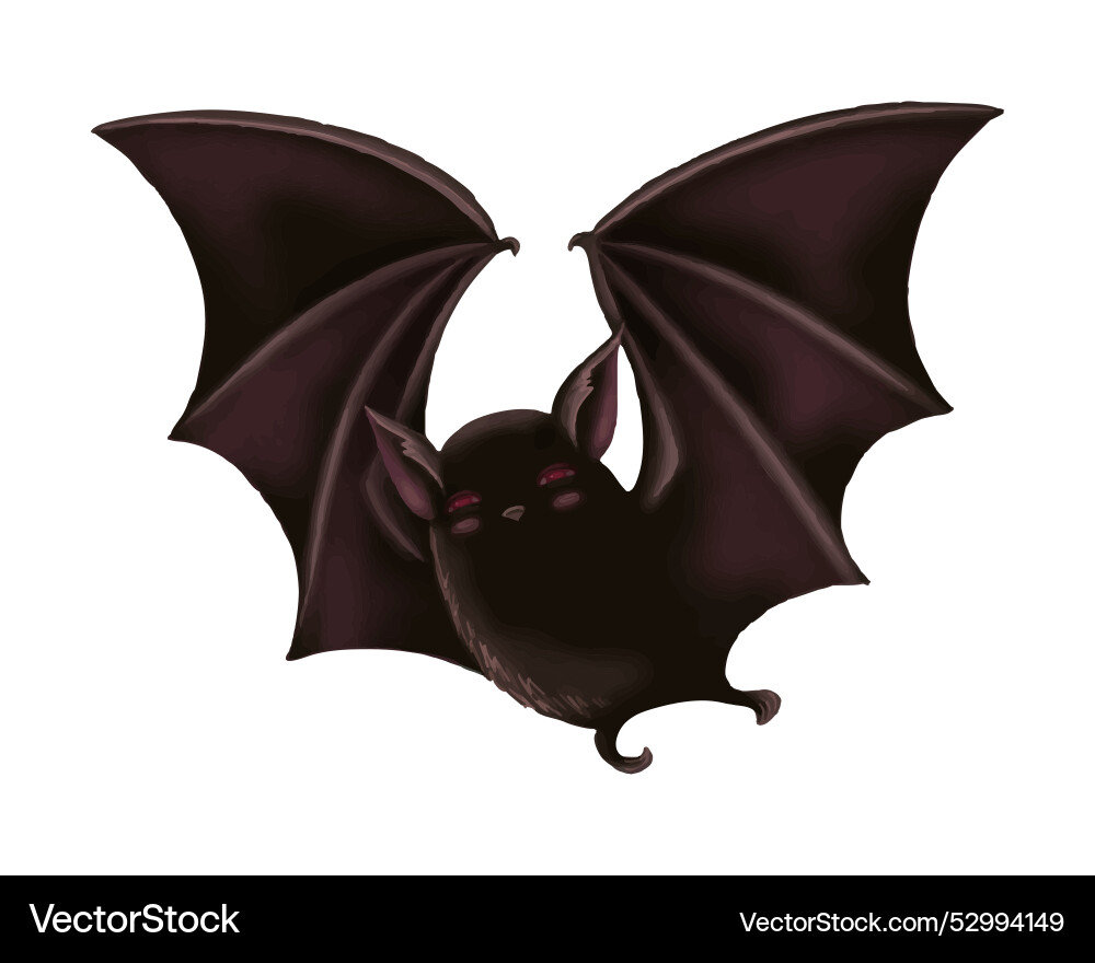 Cute flying bat in cartoon style hand drawn Vector Image