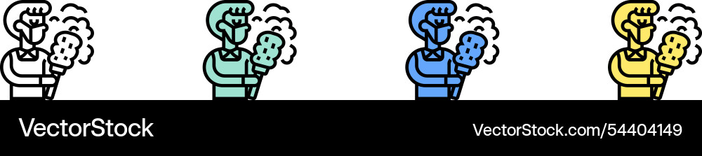 Dusting icon outline green blue and yellow style Vector Image