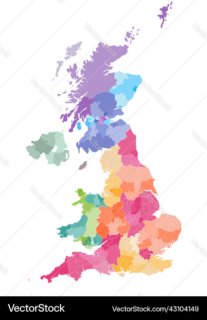 Map of united kingdom administrative divisions Vector Image