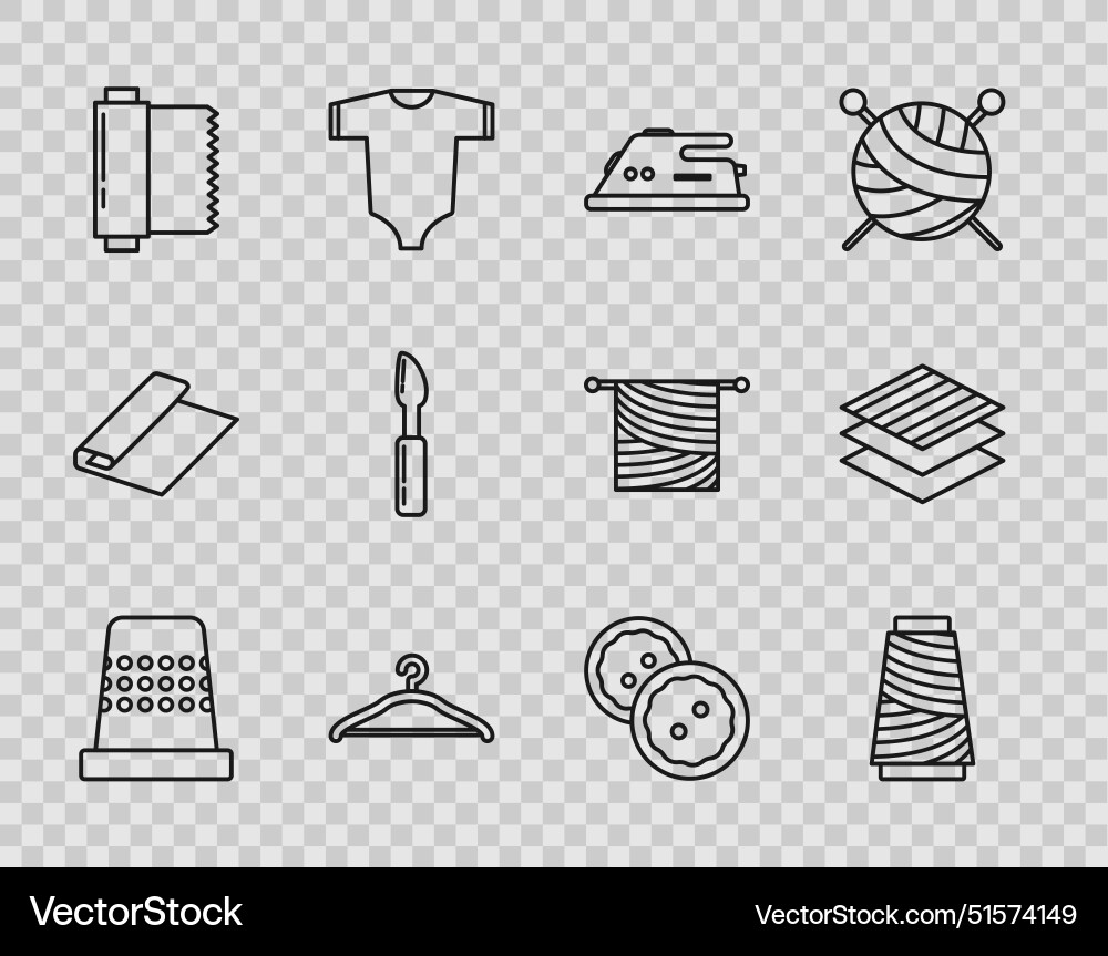 Set line thimble for sewing thread Royalty Free Vector Image