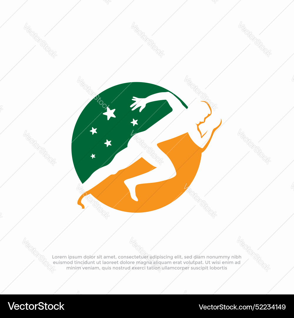 Silhouette logo design run sport template Vector Image