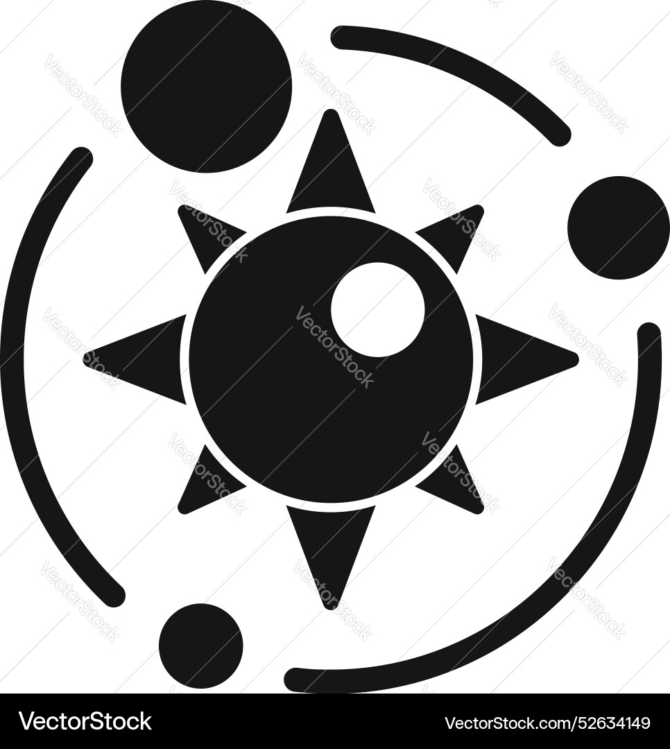 Solar system with planets orbiting around sun icon