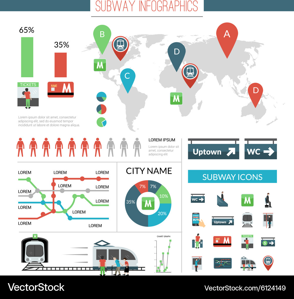 Subway Infografiken Lizenzfreies Vektorbild - VectorStock