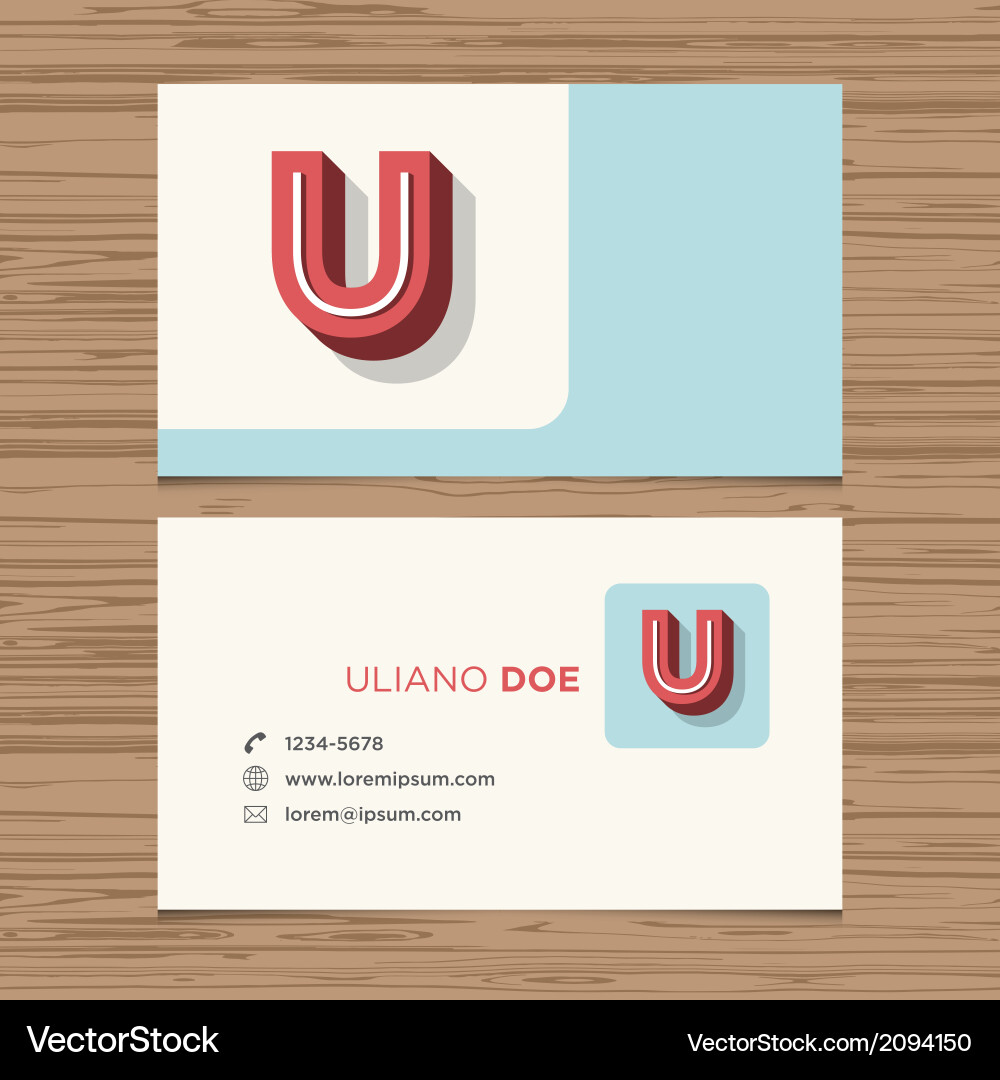 Business card letter u Royalty Free Vector Image