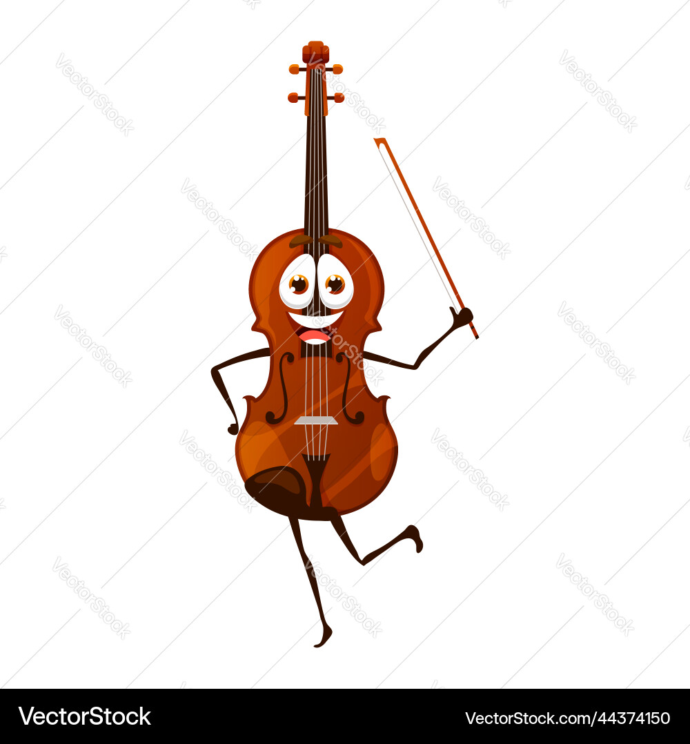Cartoon dancing violin character isolated fiddle Vector Image