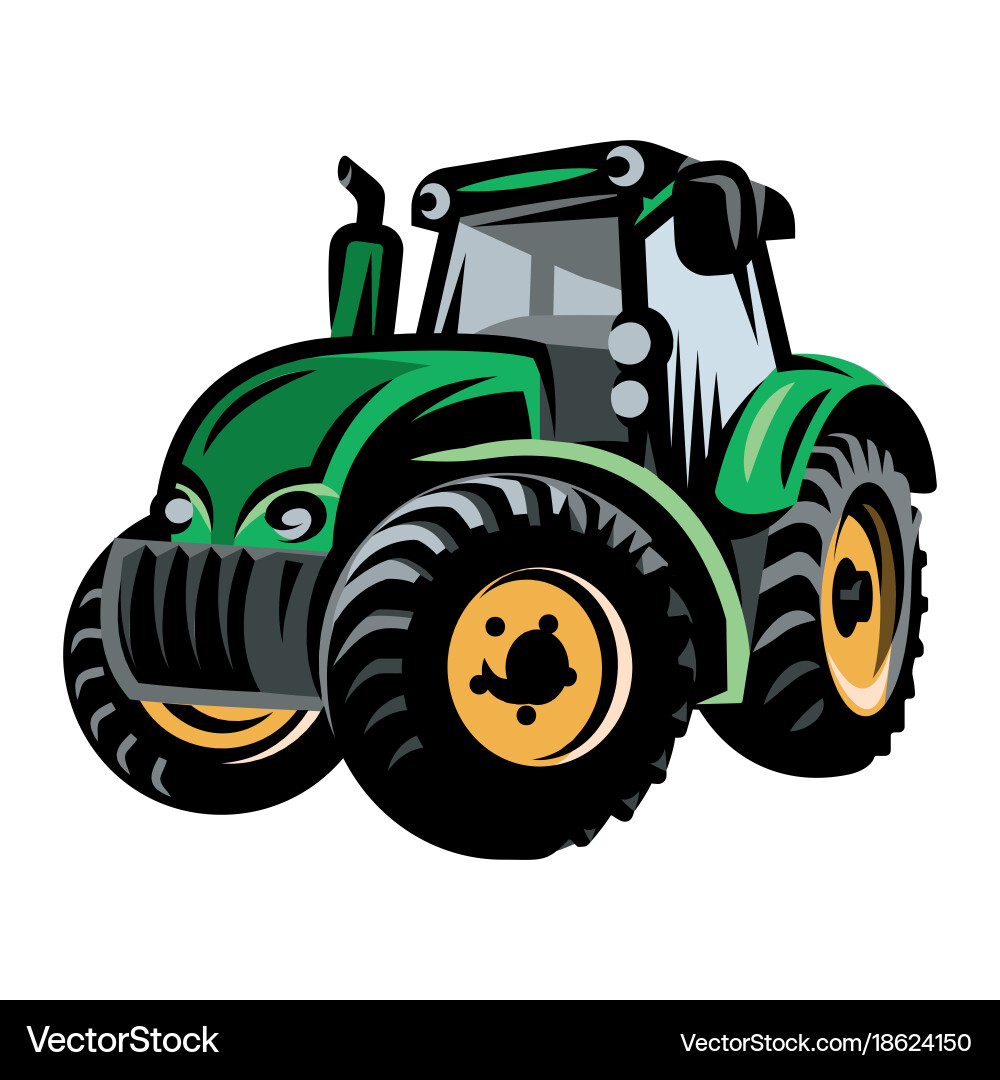 Colored tractor pattern on farm background Vector Image