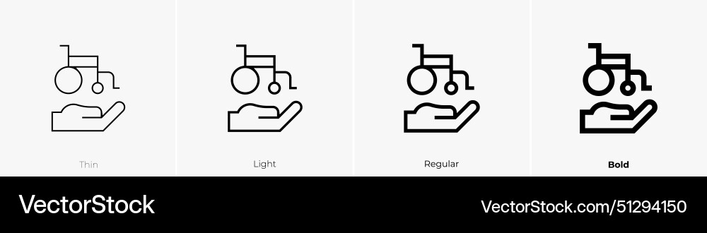 Disabled people icon thin light regular and bold Vector Image