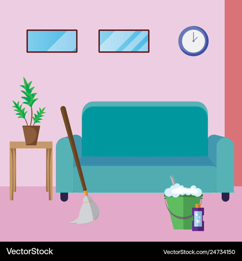 House cleaning cartoon Royalty Free Vector Image