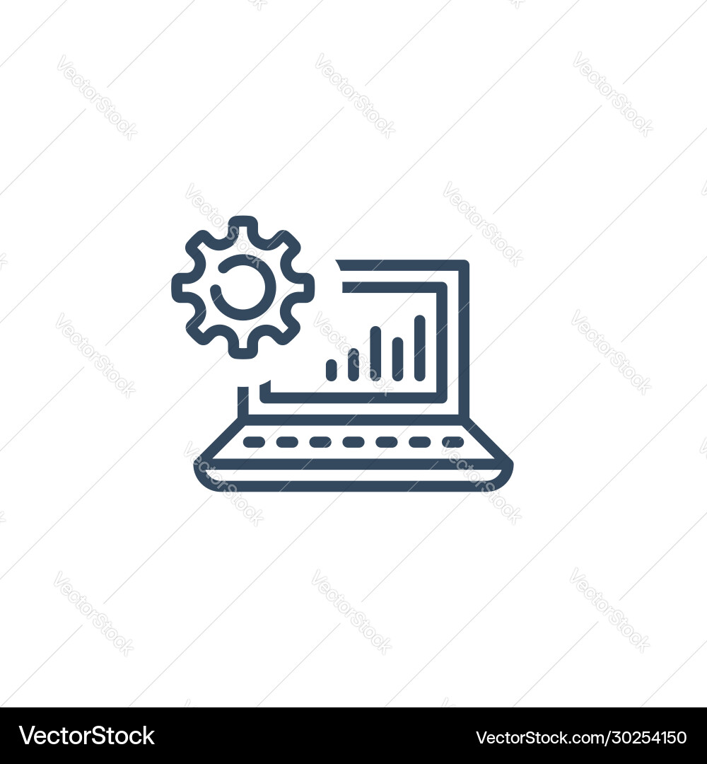 Laptop and cogwheel software solution Royalty Free Vector