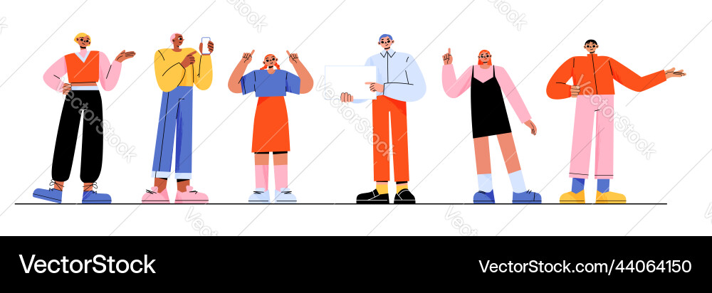 People pointing up and aside with finger hand Vector Image