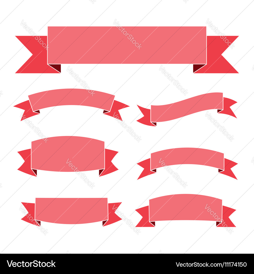 Pink ribbon banners set flat Royalty Free Vector Image