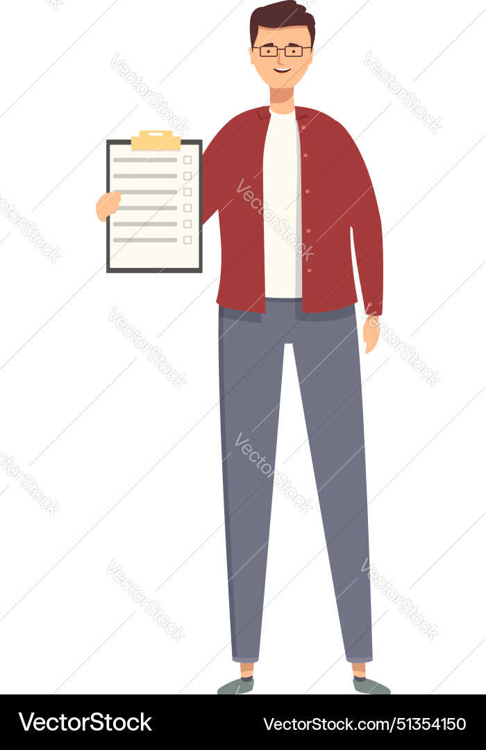 Professional man presenting report with clipboard Vector Image