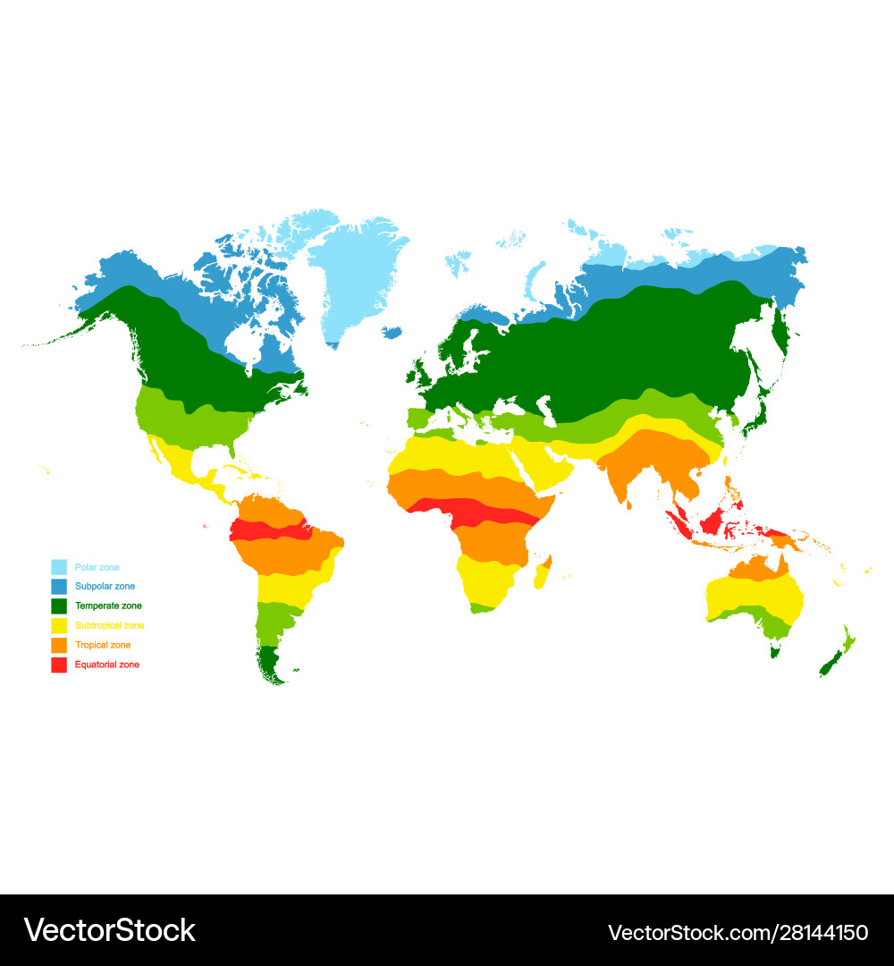 World Climate Zones Map Royalty Free Vector Image