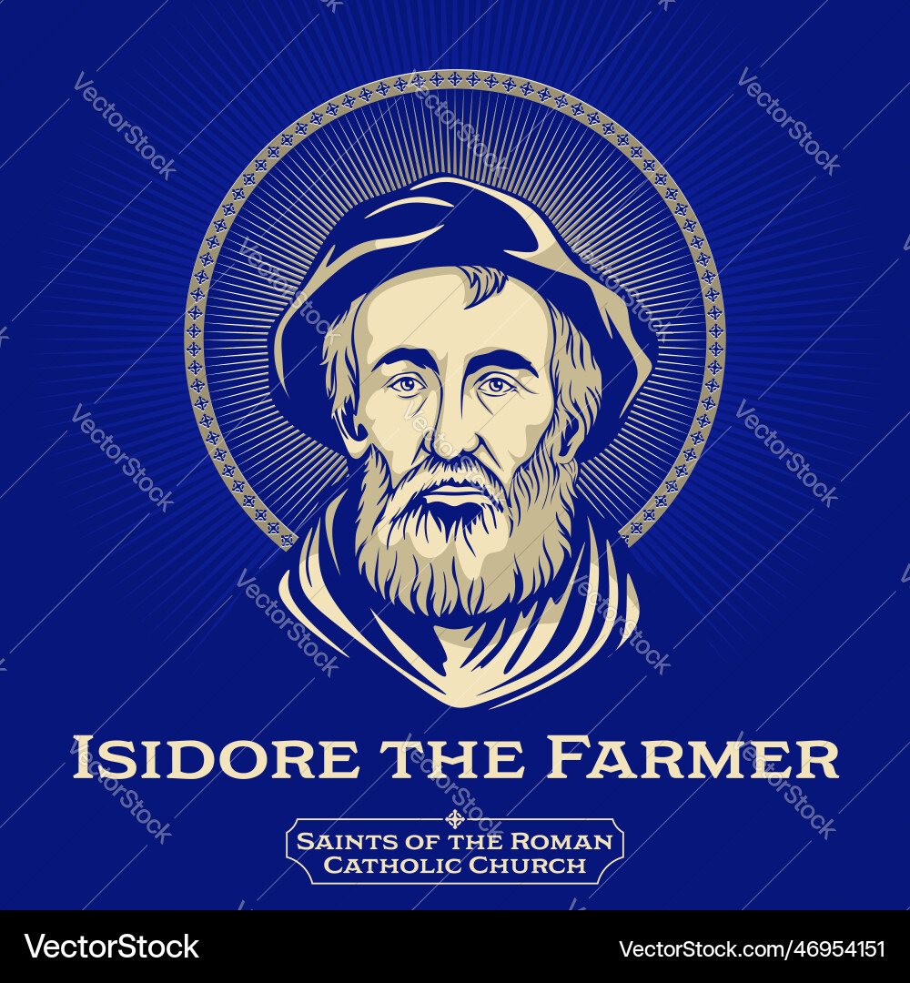 Catholic saints isidore the farmer Royalty Free Vector Image