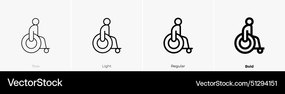 Disabled person icon thin light regular and bold Vector Image