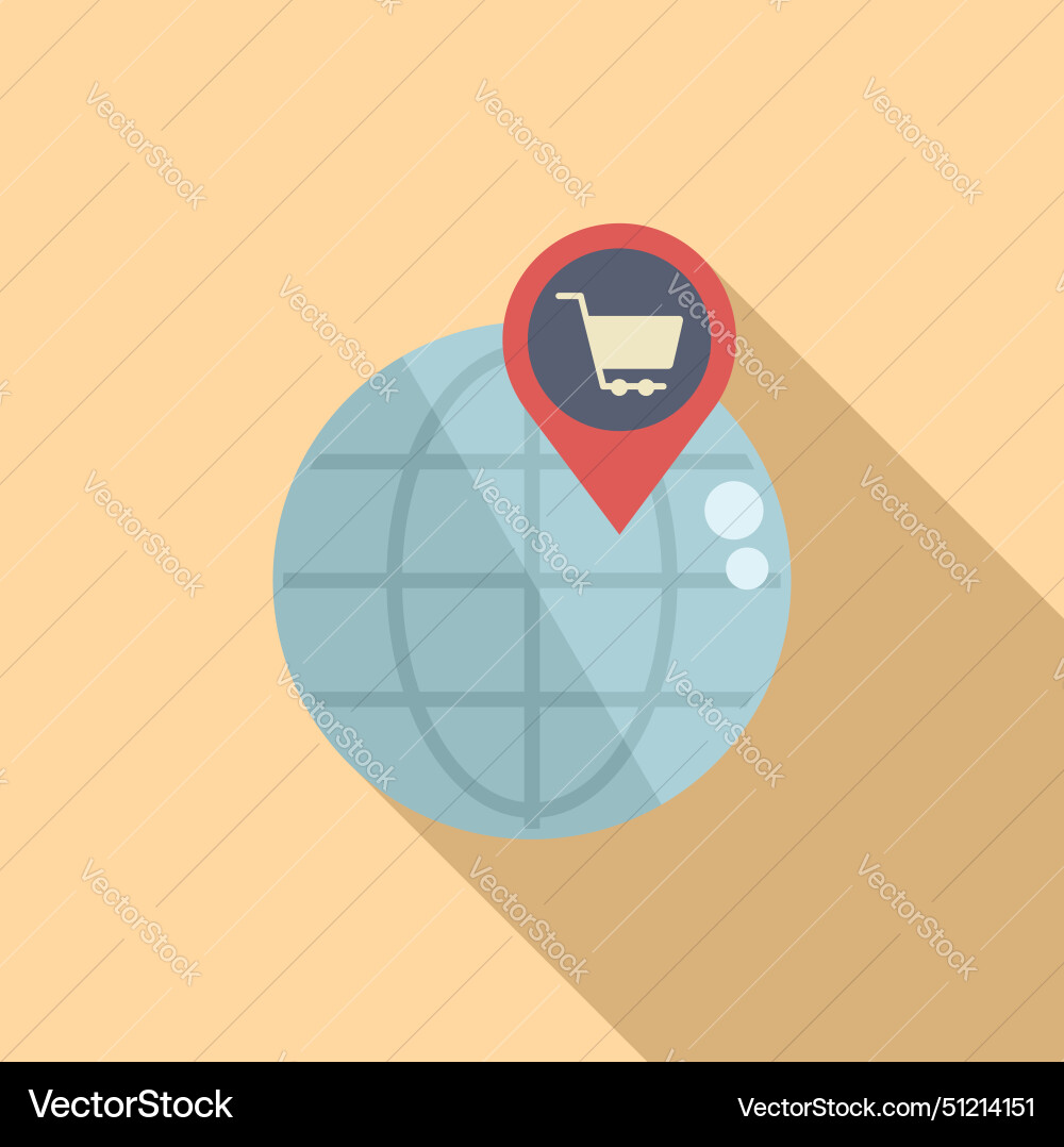 Global cart market icon flat service Royalty Free Vector