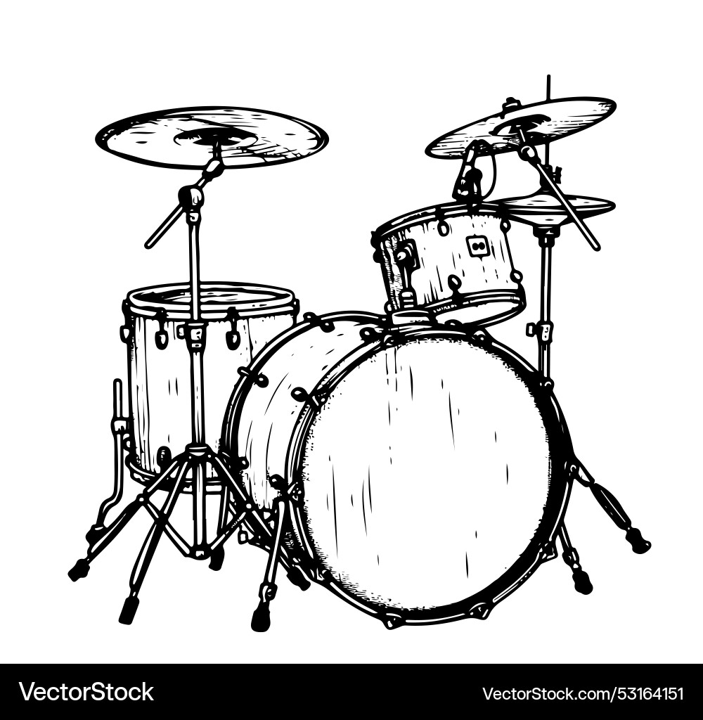 Hand drawn of drum kit Royalty Free Vector Image