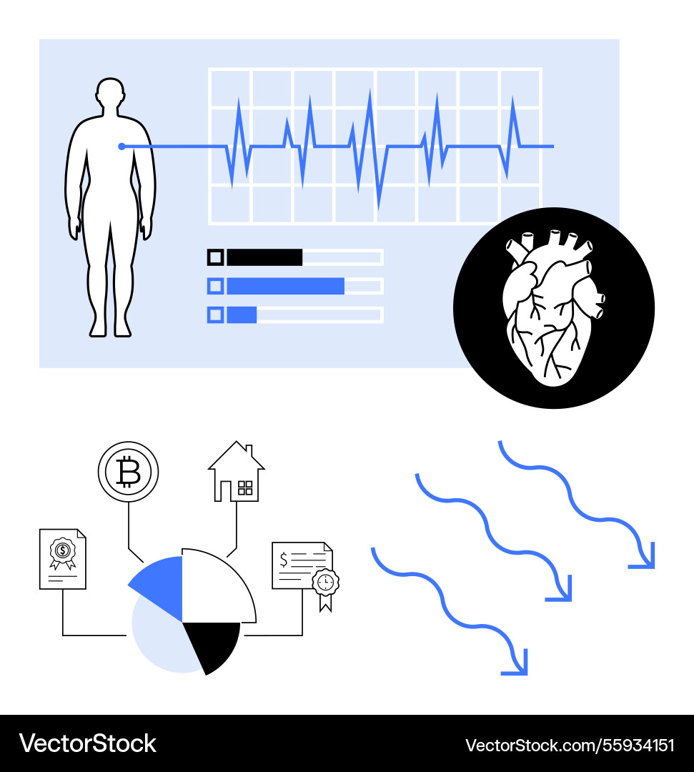 Human body diagnostics pulse monitoring Royalty Free Vector