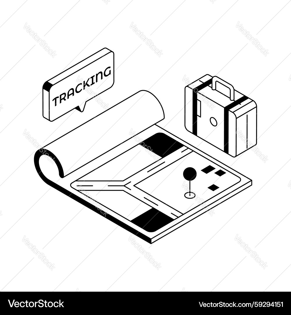 Isometric Tracking Map – Royalty-Free Vector | VectorStock