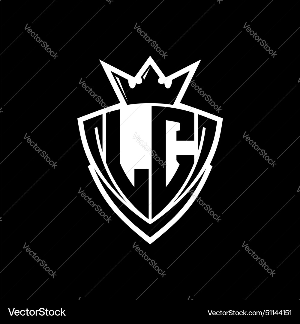 Lc letter logo with sharp triangle shield shape Vector Image